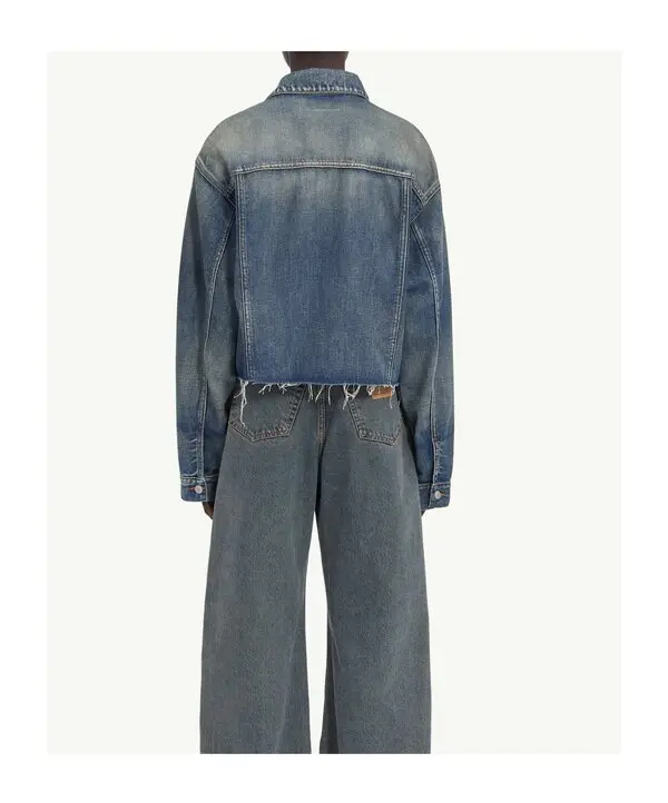 MAISON MARGIELA Cropped Denim Jacket With Raw Hem