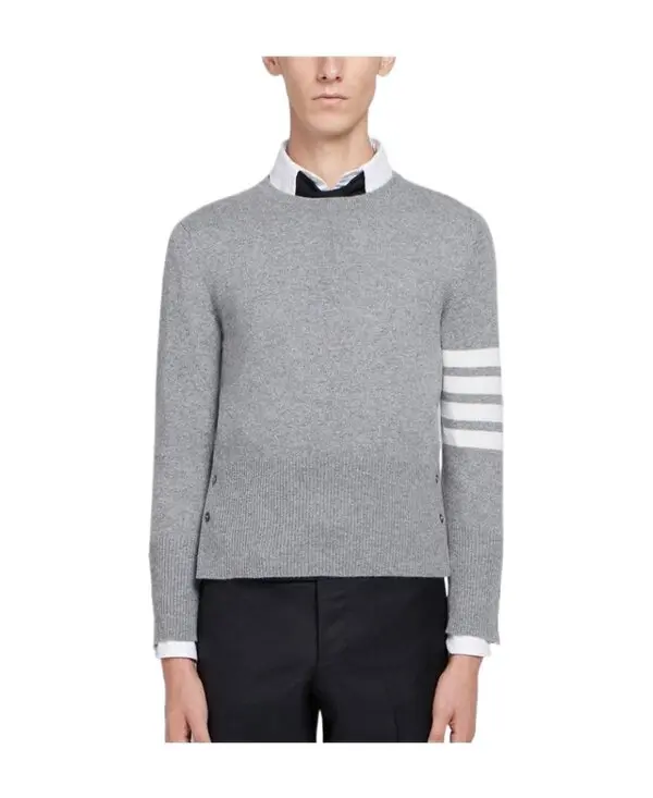 Thom Browne 4-bar Knitted Jumper - Light Gray
