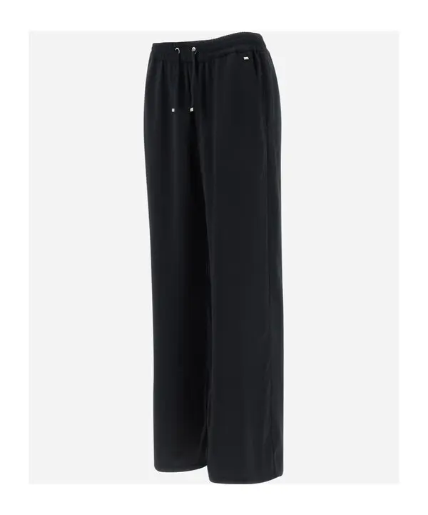 Herno Wide Leg Satin Trousers - Black