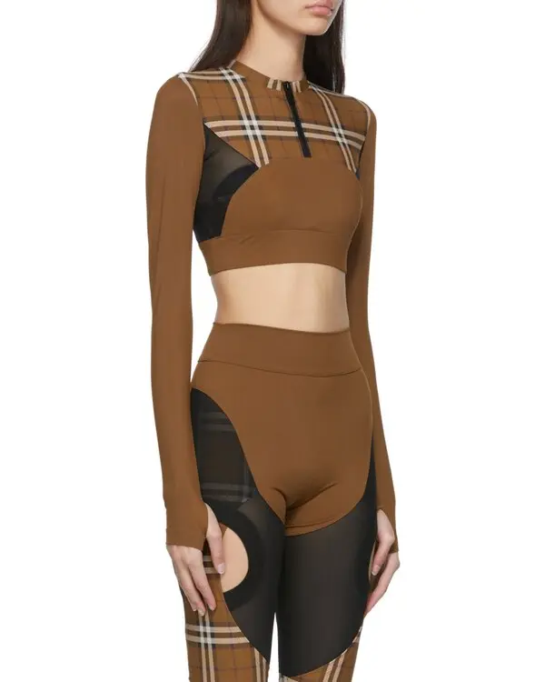 Burberry Checked Stretch-jersey Cropped Top