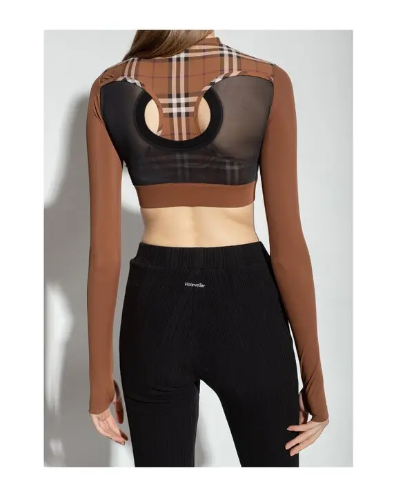 Burberry Checked Stretch-jersey Cropped Top