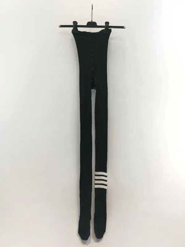 Thom Browne Four-bar Striped Ribbed Tights - Black