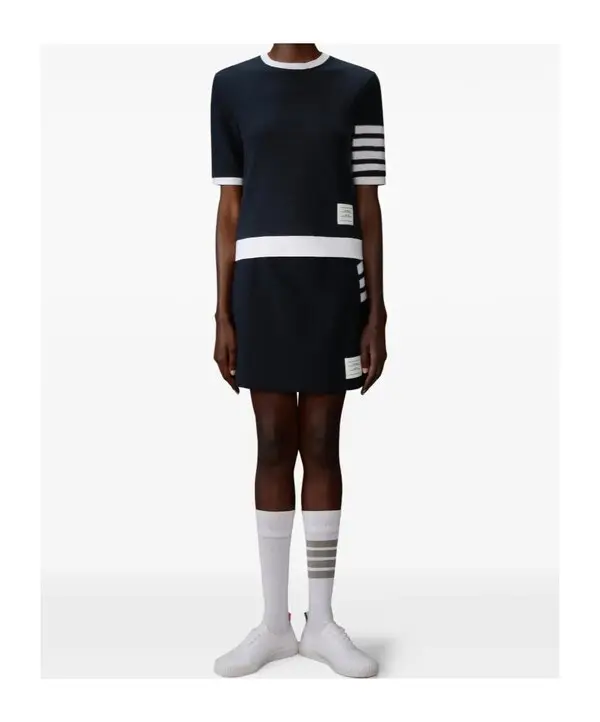 Thom Browne Pleated Mini Skirt With Four Bar Stripes