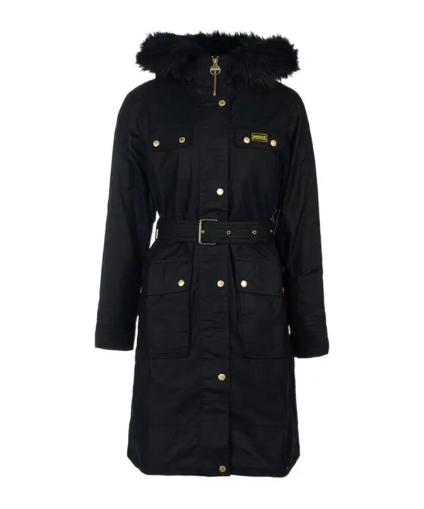 Barbour Long-sleeved Coat With Hood And Belt - No