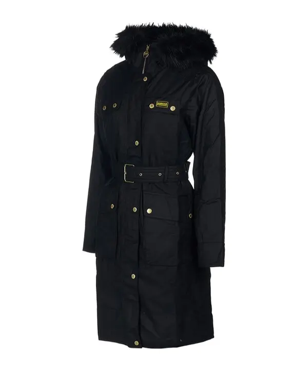 Barbour Long-sleeved Coat With Hood And Belt