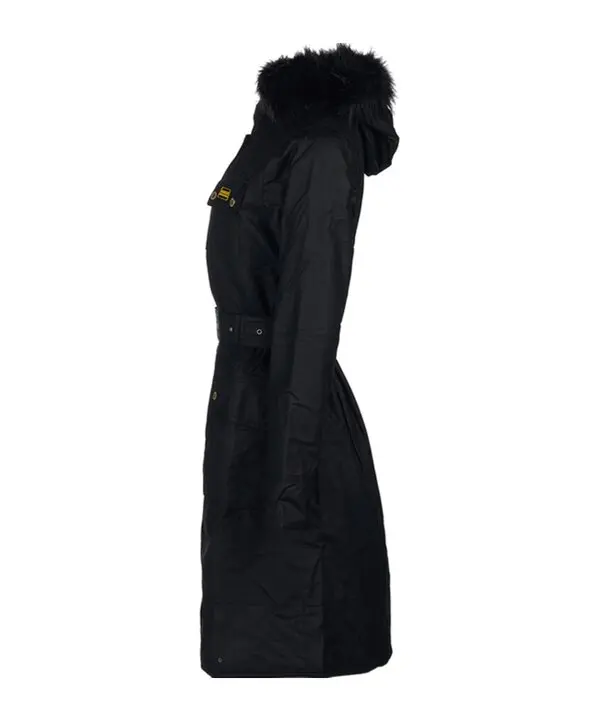 Barbour Long-sleeved Coat With Hood And Belt
