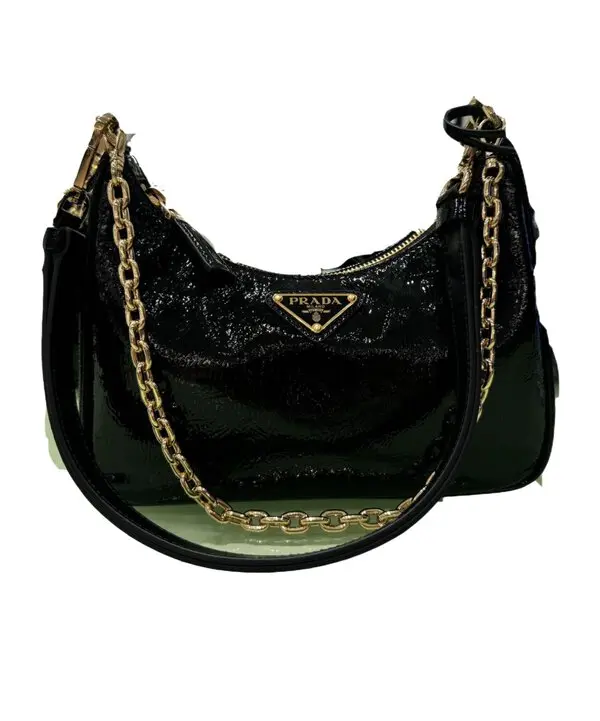Prada Re-edition Mini Handbag With Chain Strap - Black