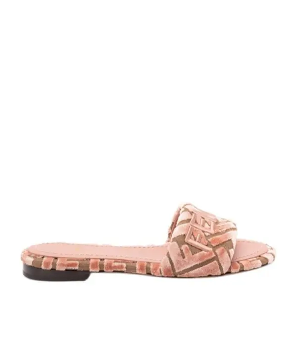 Fendi Logo-motif Velvet Sandals - Pink