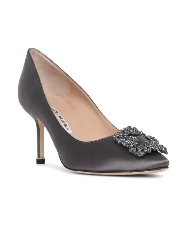 Manolo Blahnik Hangisi 70 Gem Clasp High Heels - Gray