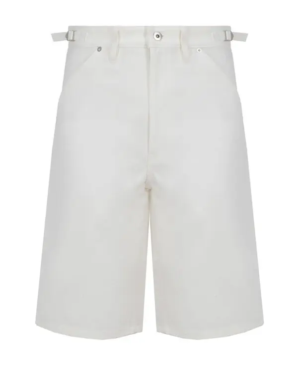 JIL SANDER Logo Embroidered Denim Shorts - White