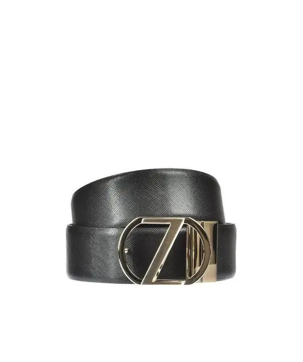 Zegna Logo Buckle Belt - Black