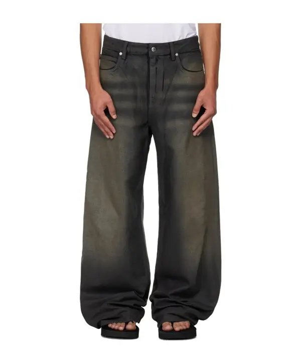Alexander Wang Grain-coated Wide-leg Jeans