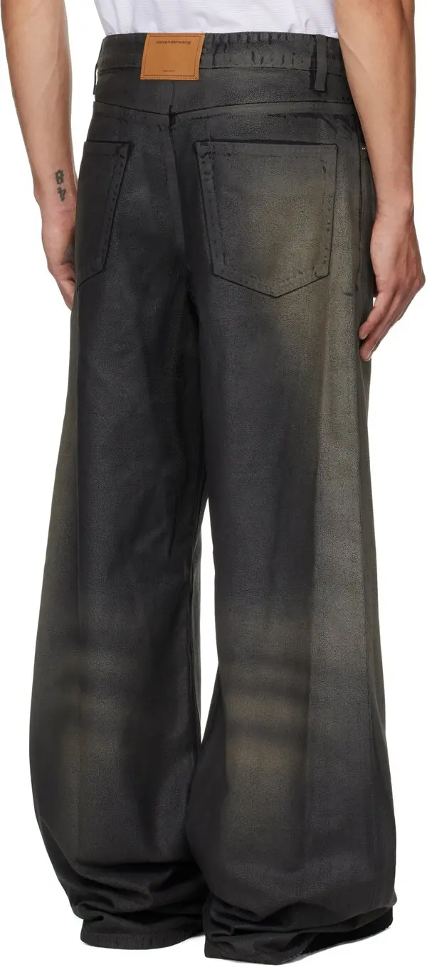 Alexander Wang Grain-coated Wide-leg Jeans