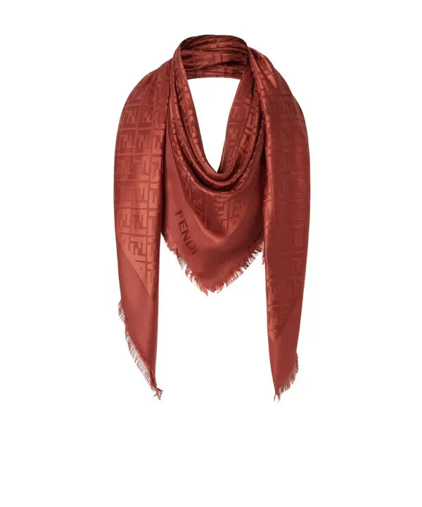 Fendi Silk And Wool Shawl - Brown