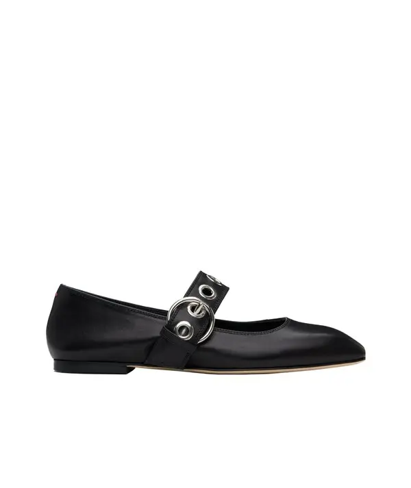 AeydĒ Uma Eyelet Ballerina Flats - Black