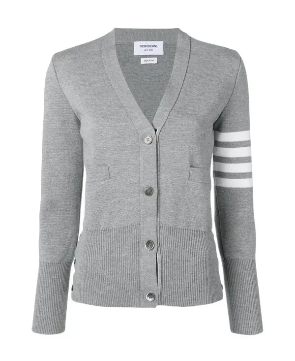 Thom Browne 4-bar Milano Stitch Buttoned Cardigan - Light Gray