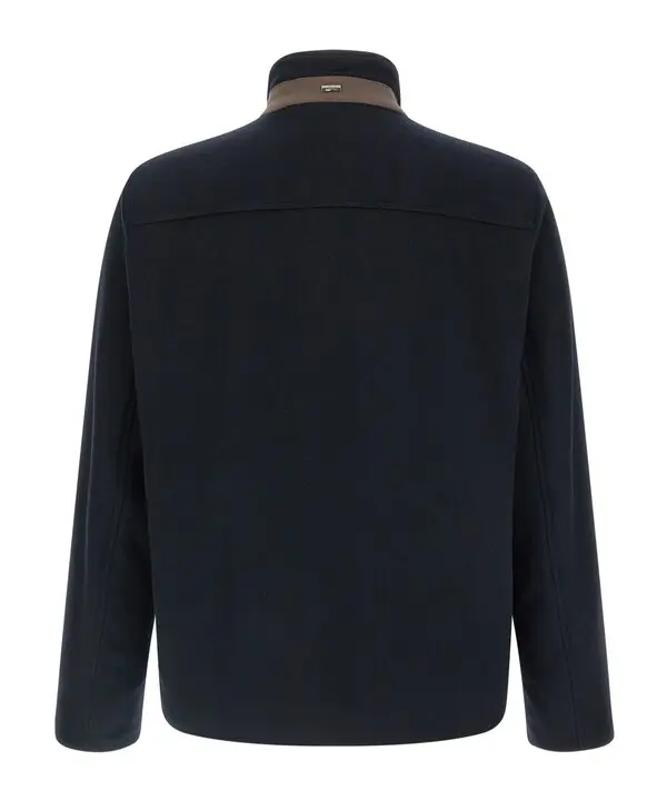 Herno Field Jacket With Stand Collar And Suede Details - Black