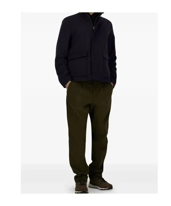 Herno Field Jacket With Stand Collar And Suede Details - Black