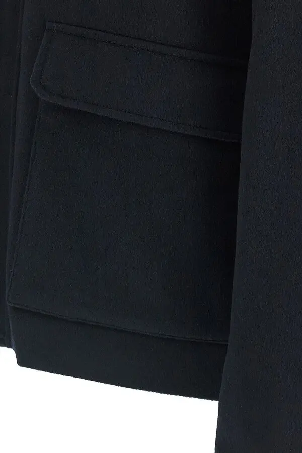 Herno Field Jacket With Stand Collar And Suede Details - Black