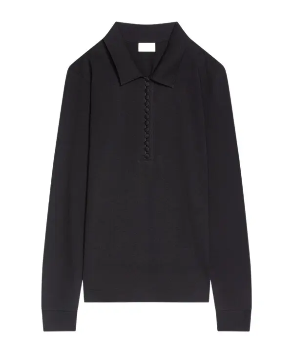 Dries Van Noten Long Sleeve Jersey Polo Shirt