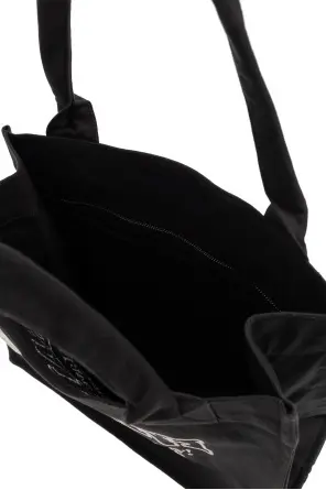 GANNI Logo Embroidered Tote Bag - Black