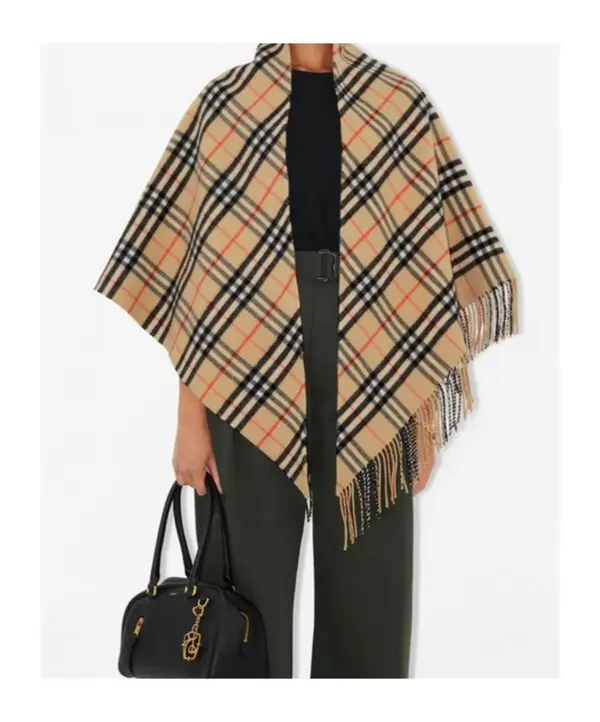 Burberry Checked Fringed-edge Cape