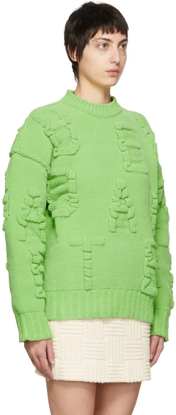 Bottega Veneta Alphabet Motif Ribbed-knit Jumper - Green