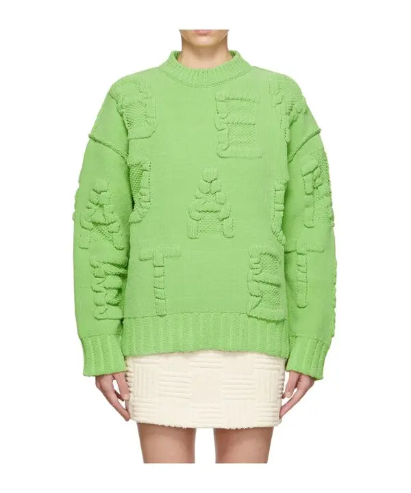Bottega Veneta Alphabet Motif Ribbed-knit Jumper - Green
