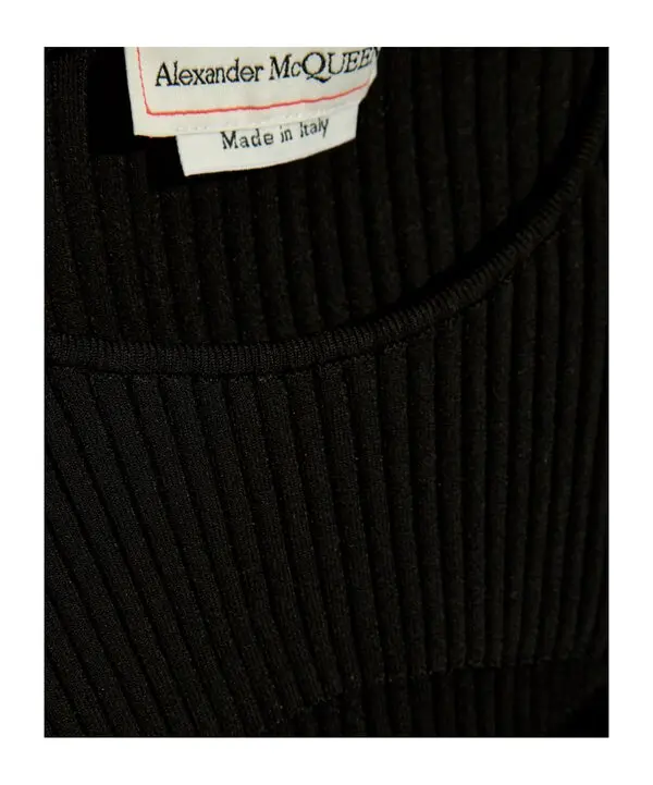 Alexander McQueen Ribbed Knit Cut-out Top