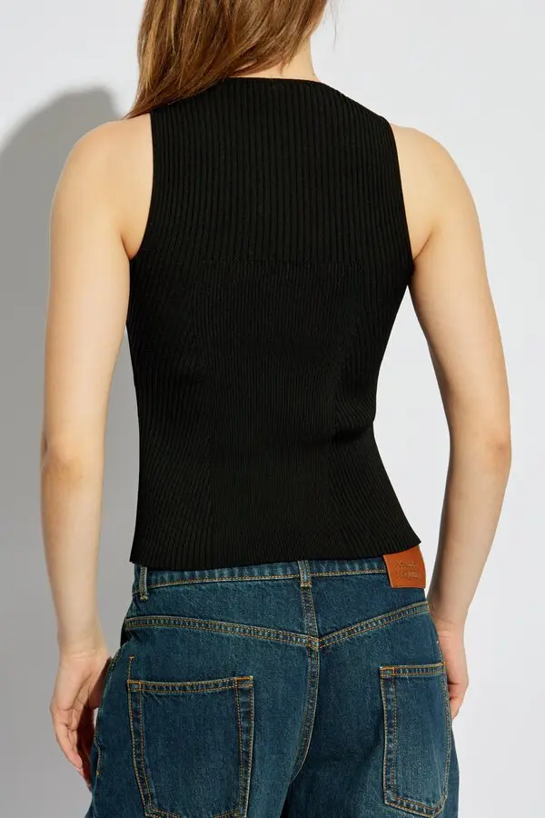 Alexander McQueen Ribbed Knit Cut-out Top