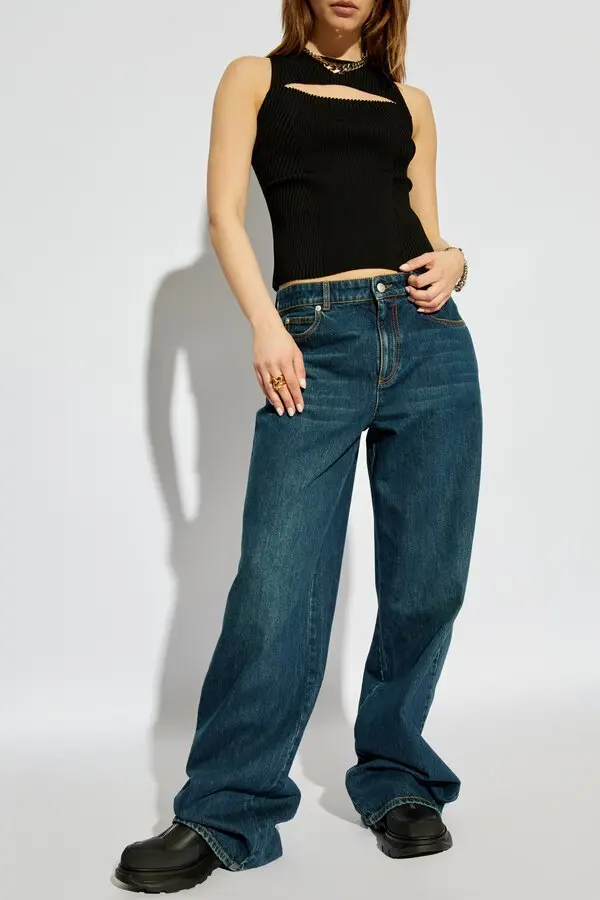 Alexander McQueen Ribbed Knit Cut-out Top