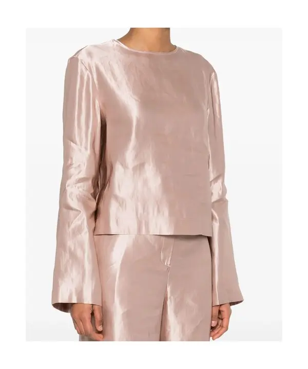 LOULOU STUDIO Long Sleeve Round Neck Blouse