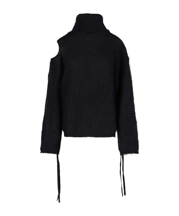 ANDREĀDAMO Cut-out Roll Neck Jumper With Bow Detail Cuffs