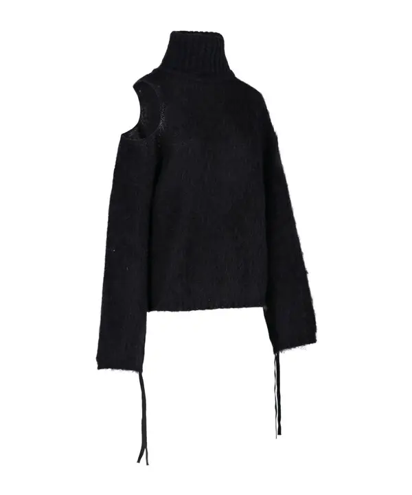 ANDREĀDAMO Cut-out Roll Neck Jumper With Bow Detail Cuffs