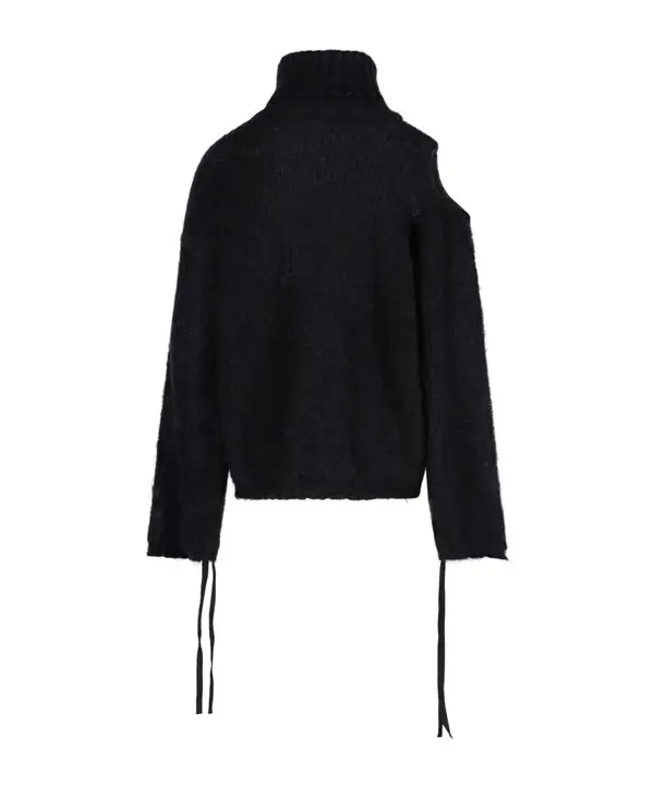 ANDREĀDAMO Cut-out Roll Neck Jumper With Bow Detail Cuffs