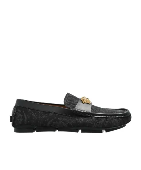 Versace Medusa Plaque Slip-on Loafers - Black
