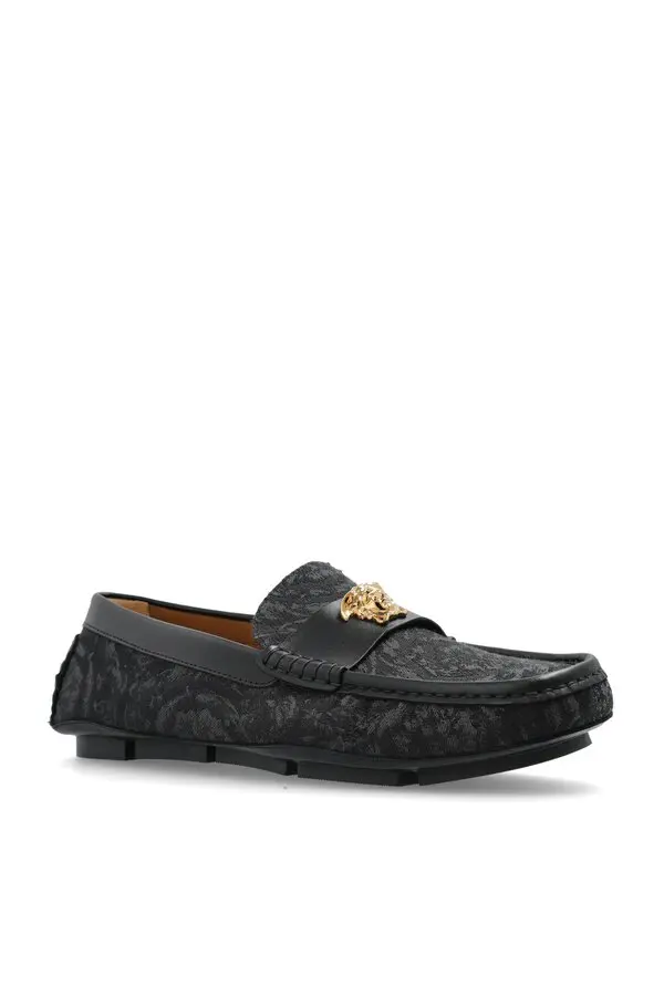 Versace Medusa Plaque Slip-on Loafers - Black