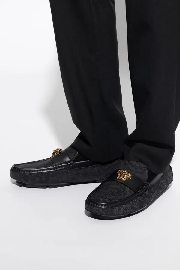 Versace Medusa Plaque Slip-on Loafers - Black