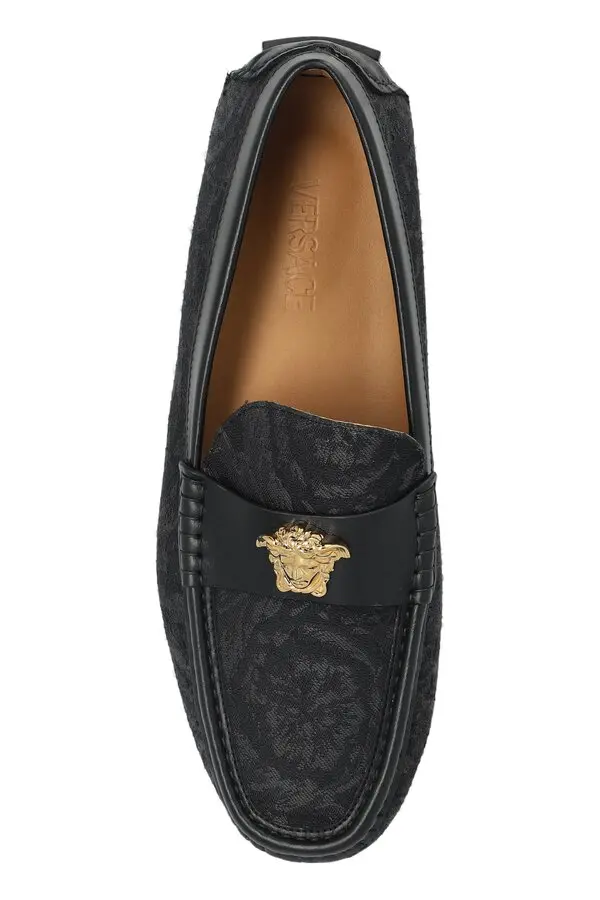 Versace Medusa Plaque Slip-on Loafers - Black