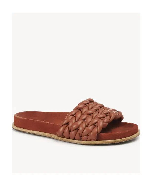 Chloé Woven Leather Slides - Brown