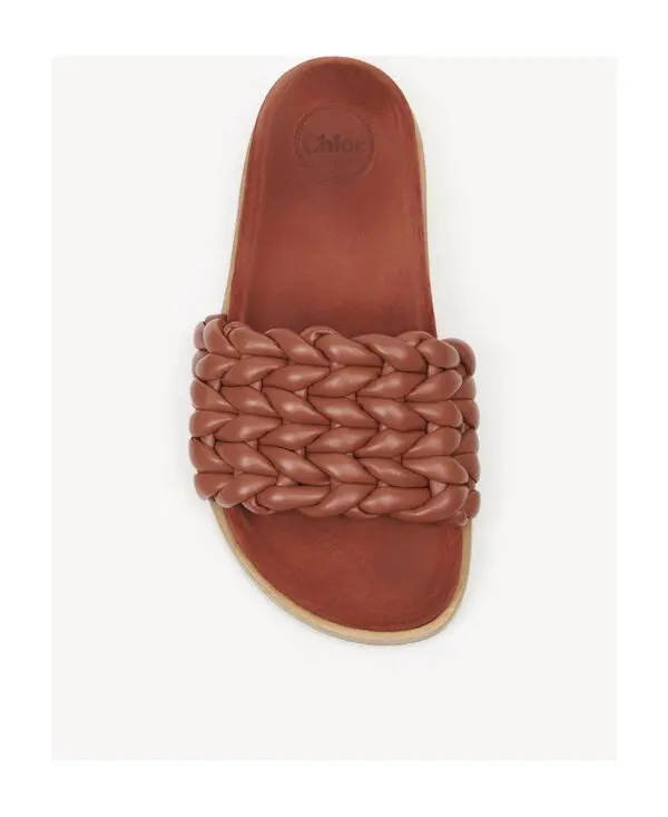 Chloé Woven Leather Slides - Brown
