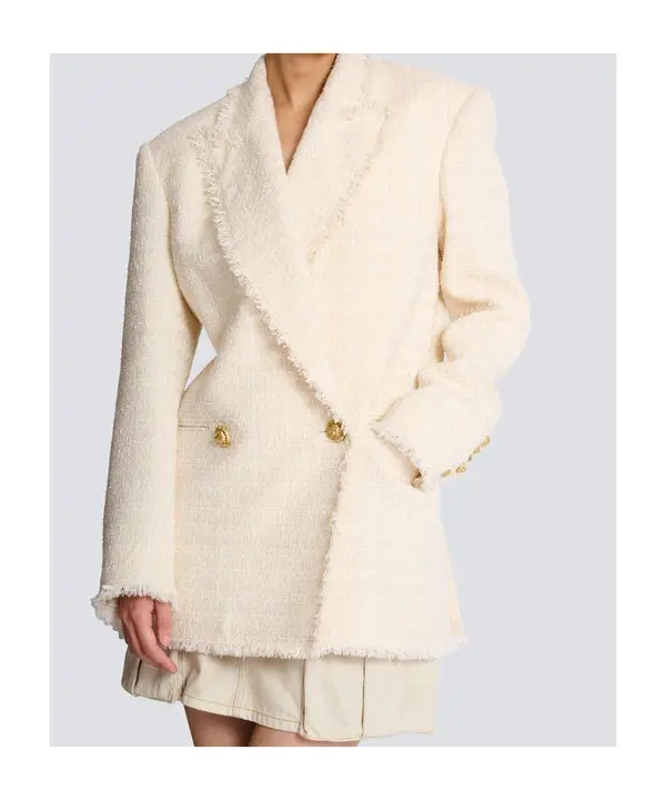 Balmain Double-breasted Fringed Trim Jacket