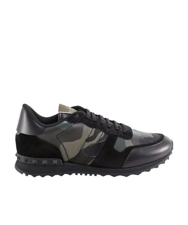 Valentino Garavani Rockrunner Camouflage Lace-up Sneakers - Black