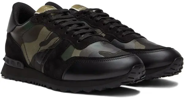 Valentino Garavani Rockrunner Camouflage Lace-up Sneakers - Black