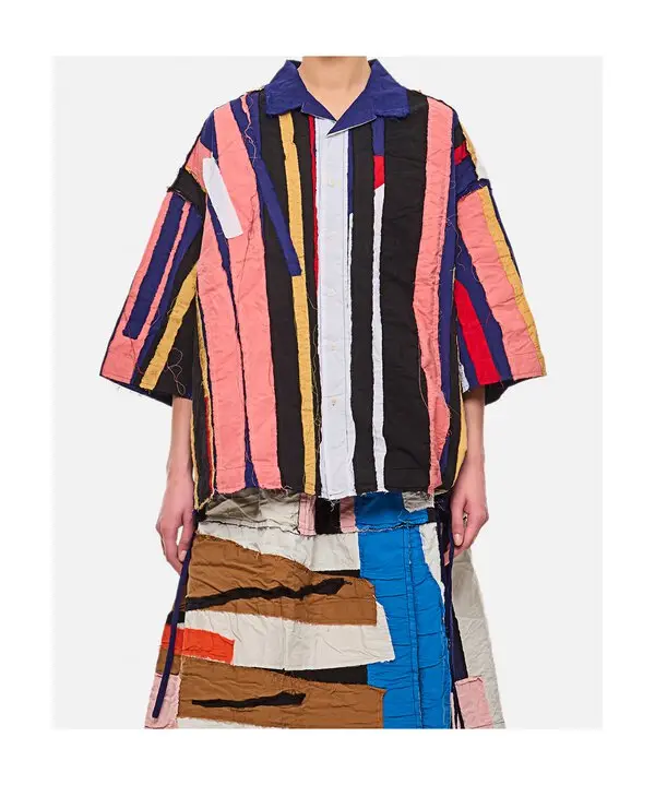 CASEY CASEY Striped Patchwork Shirt