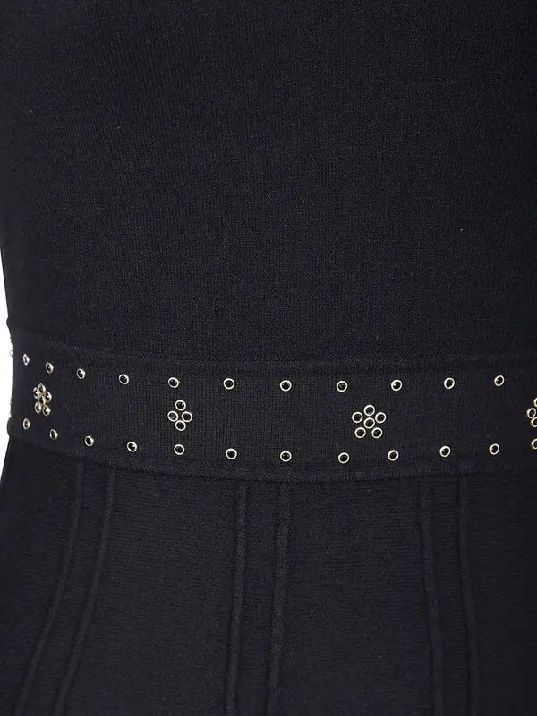 TWINSET Studded V-neck Long Sleeve Maxi Dress