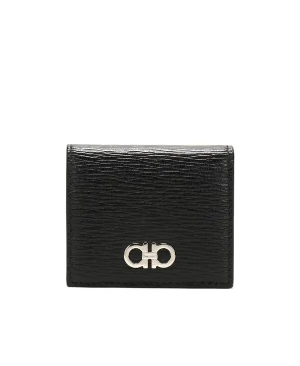 FERRAGAMO Logo-plaque Leather Cardholder - Black