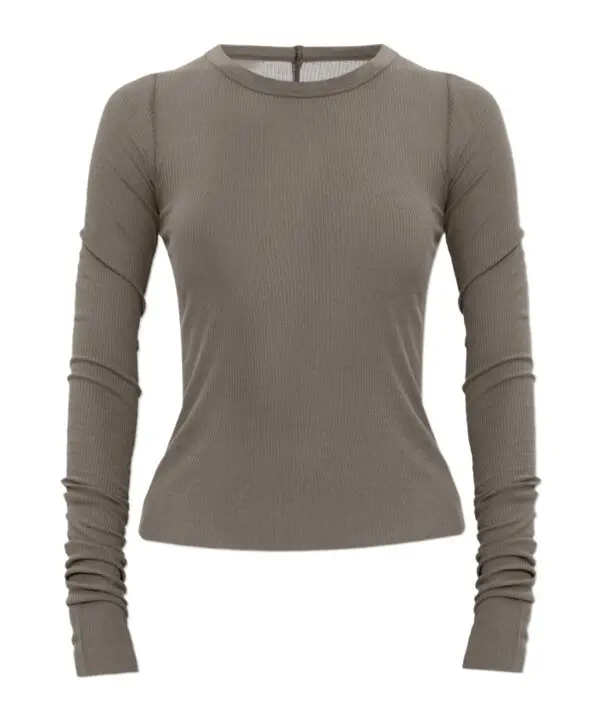 Rick Owens Temple Cropped Rib Long Sleeve T-shirt - No