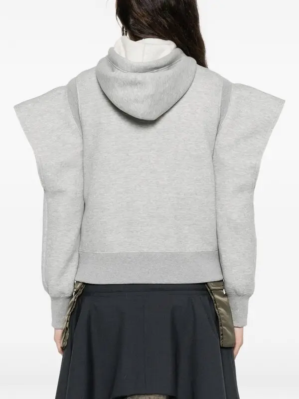 Sacai Sponge Sweat Zip-up Hoodie With Cutout Shoulders