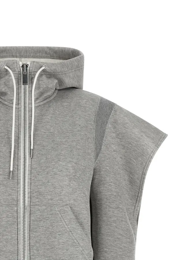 Sacai Sponge Sweat Zip-up Hoodie With Cutout Shoulders